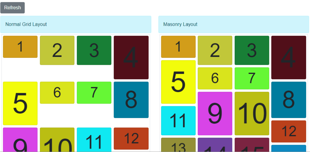 Blazor bootstrap masonry example - kkomzi